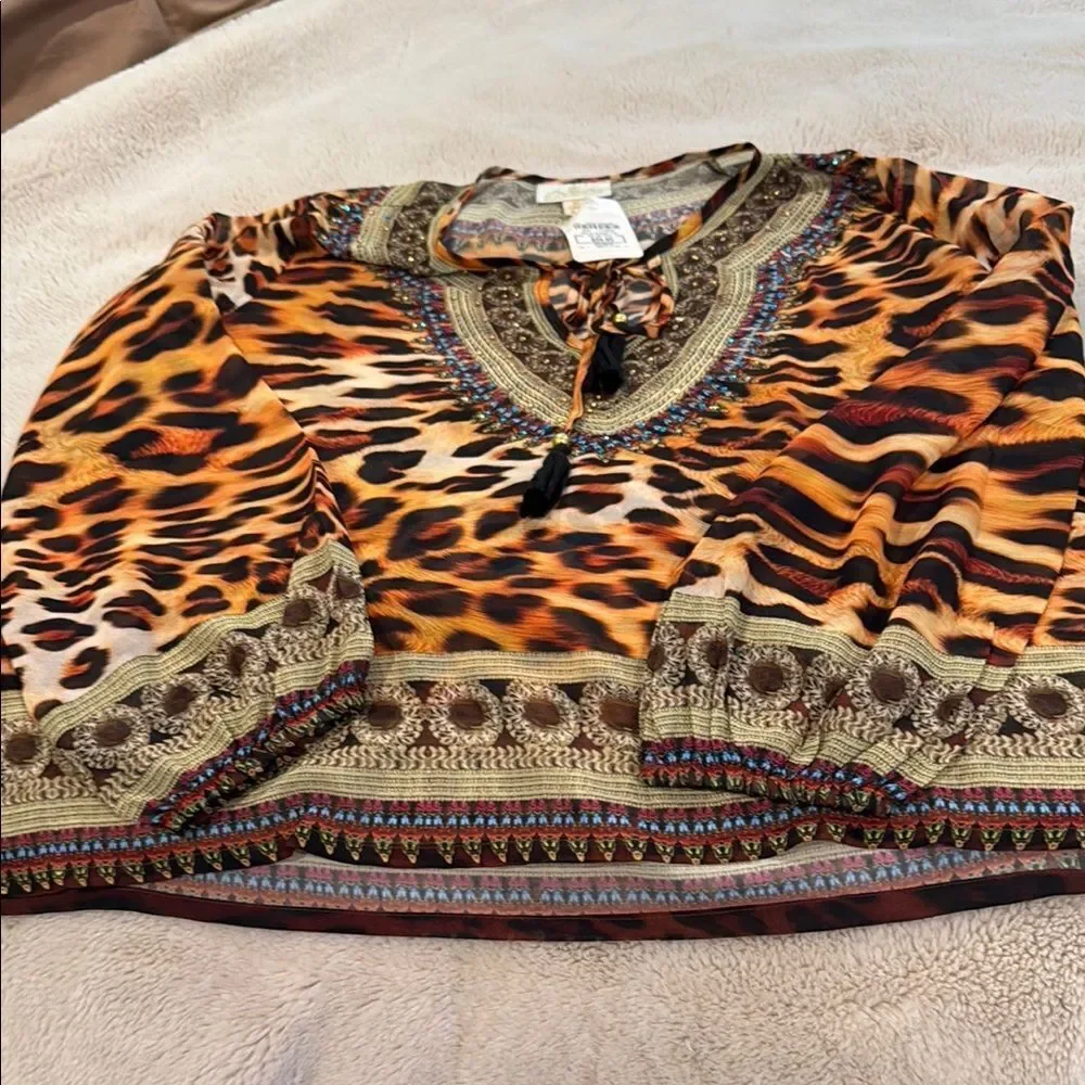 AFA Kaftan | Tops | Afa Kaftan Leopard Printtunic Top Cover Up M | Poshmark